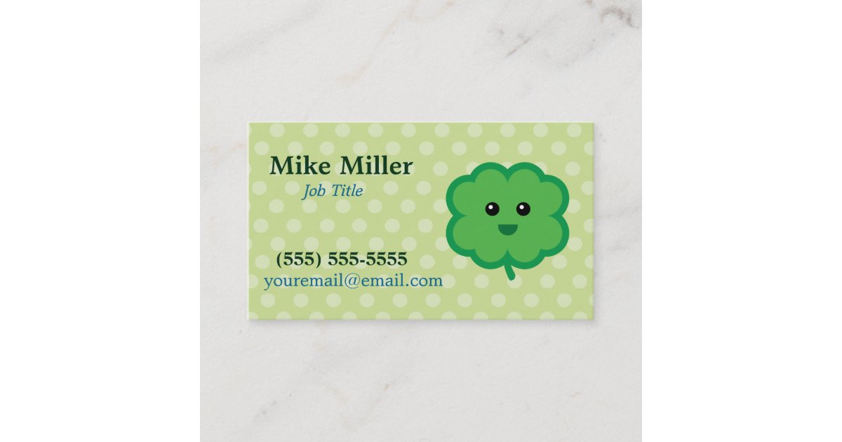 Cute Four Leaf Clover Business Card | Zazzle