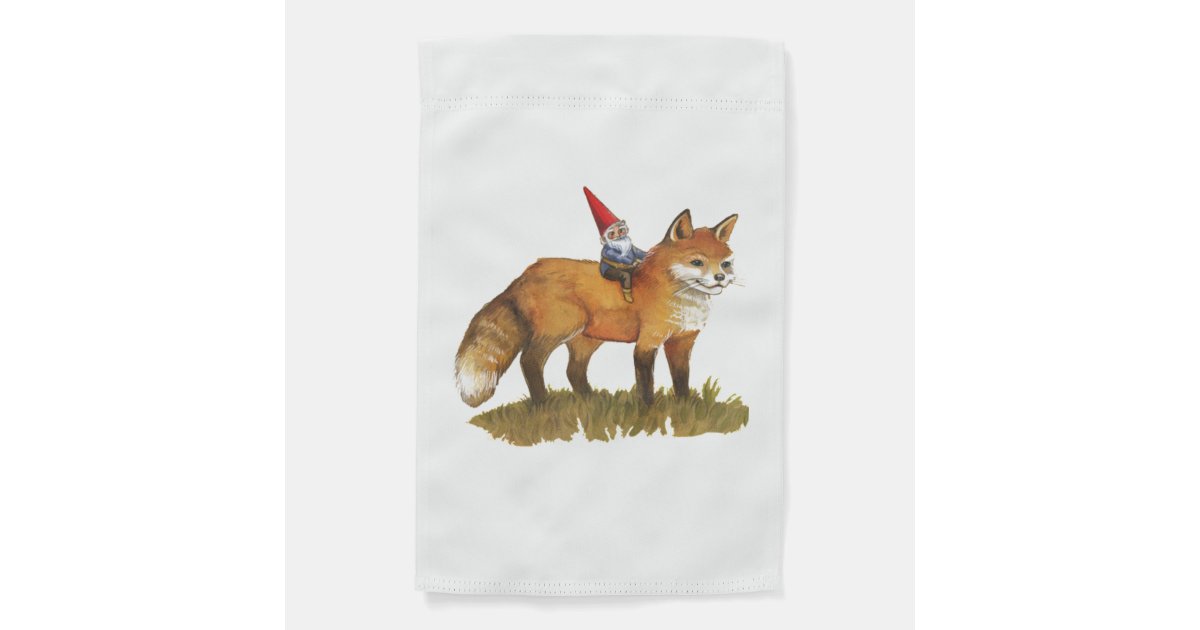 Cute Fox And His Friend Gnome Garden Flag | Zazzle