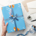 Cute fox Birthday wrapping paper for kids | Zazzle