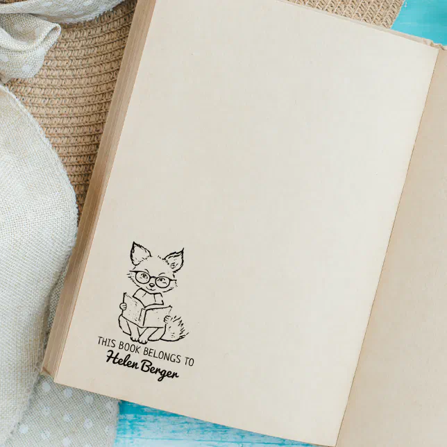 Cute Fox Bookplate Rubber Stamp | Zazzle