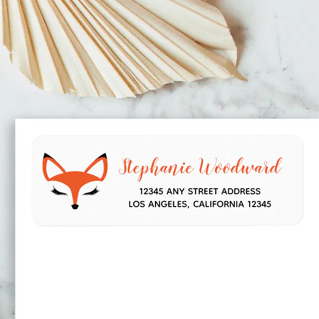Cute Fox Face Script Return Address Label | Zazzle
