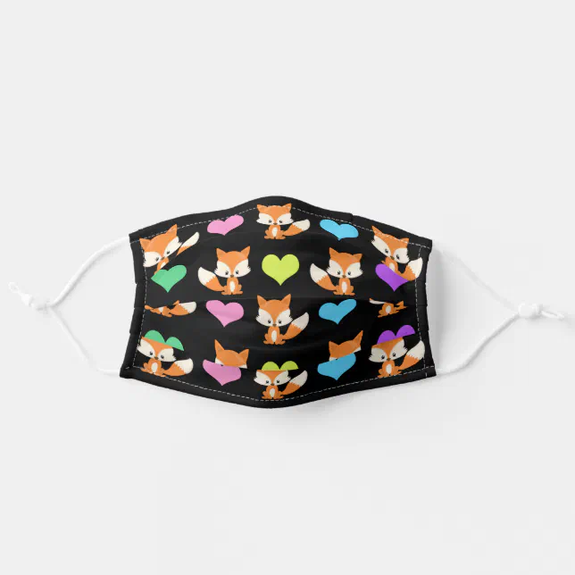 Cute Fox Hearts Adult Cloth Face Mask | Zazzle