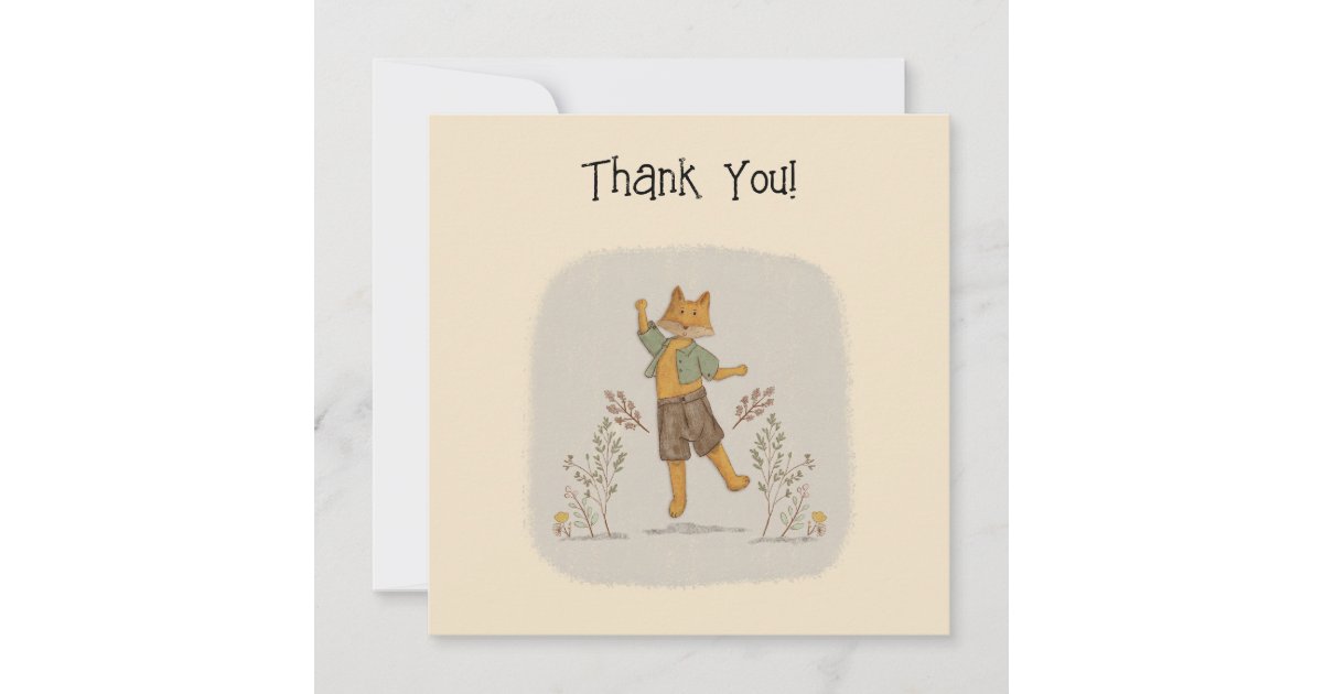 Cute Fox Illustration Thank You Card | Zazzle