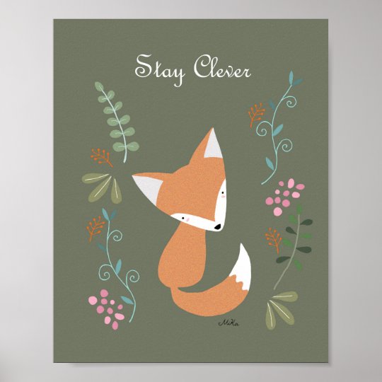 Cute Fox Nursery Wall Decor Fox Nursery Art Poster | Zazzle.com