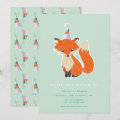 Cute Fox Party Hat Woodland Birthday Invitation | Zazzle