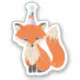 Cute Fox Party Hat Woodland Birthday Sticker | Zazzle