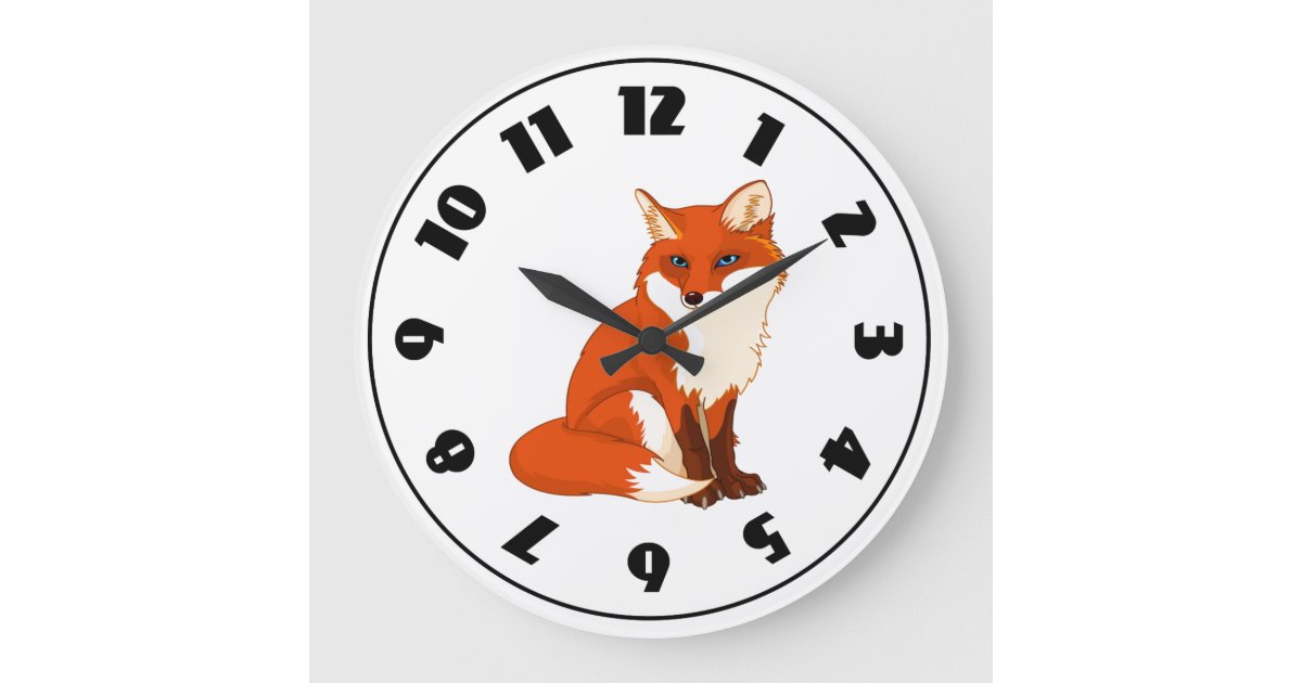 Cute Fox Sitting Clock | Zazzle