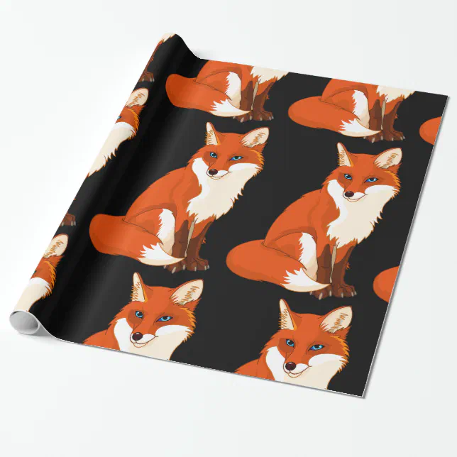 Cute Fox Sitting Glossy Wrapping Paper | Zazzle