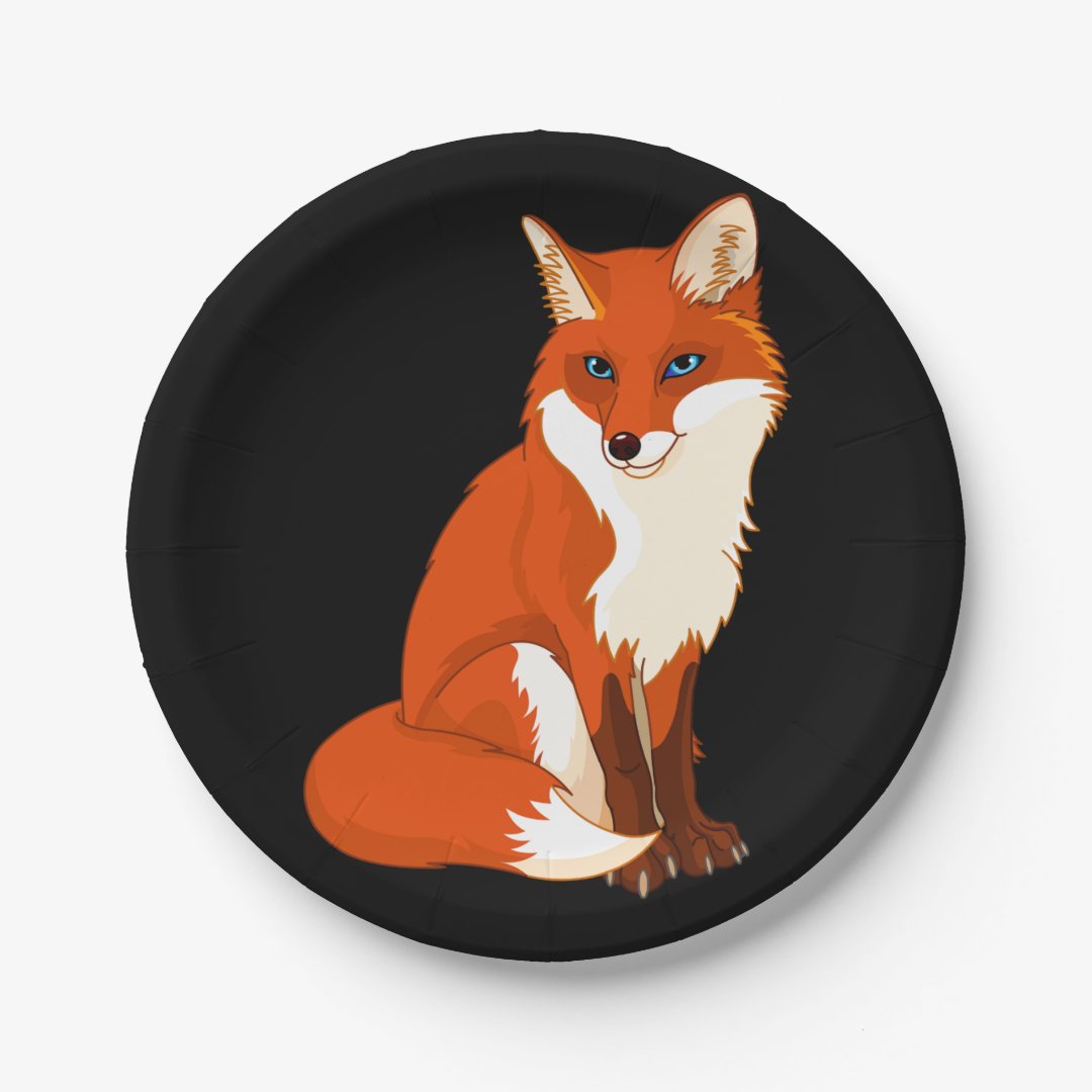 Cute Fox Sitting Paper Plates | Zazzle