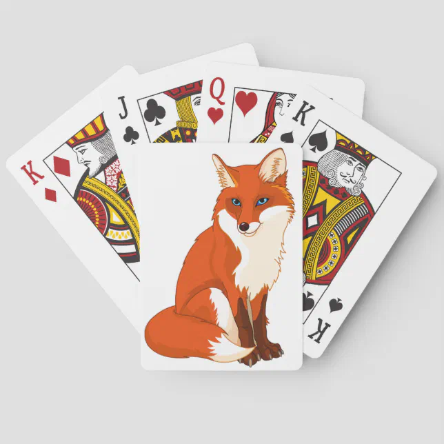 Cute Fox Sitting Playing Cards | Zazzle