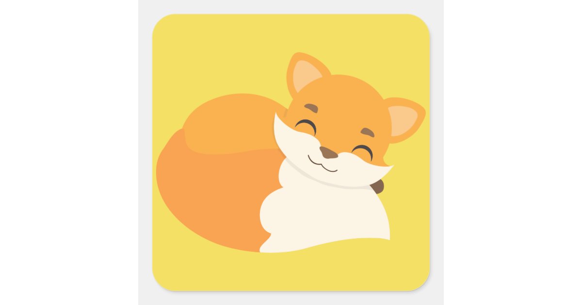 Cute Fox Square Sticker | Zazzle
