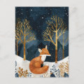 Cute Fox Winter Woodland Watercolor Christmas Postcard | Zazzle