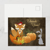 Cute Fox Woodland Animals Golden Autumn Thank You Postcard | Zazzle