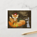 Cute Fox Woodland Animals Golden Autumn Thank You Postcard | Zazzle