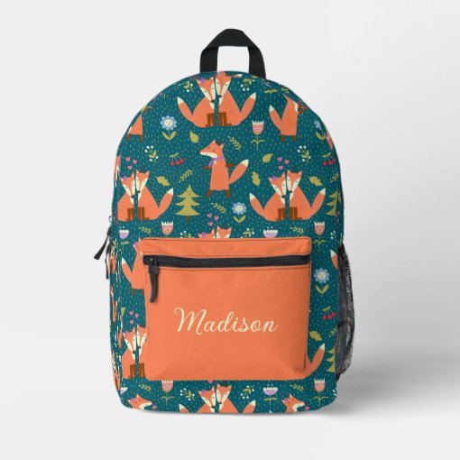 Cute Foxes Custom Name Printed Backpack | Zazzle