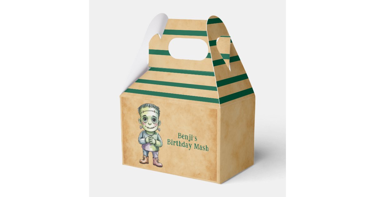 Cute Frankenstein Halloween Birthday Boy Party Favor Boxes | Zazzle