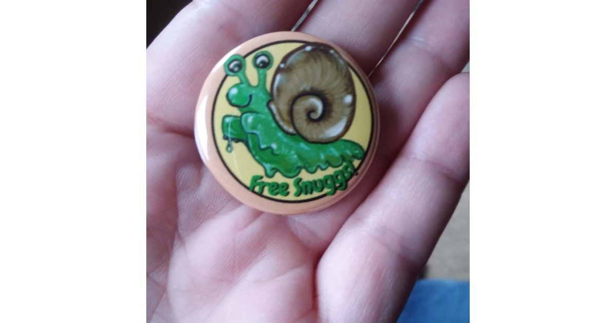 Cute Free Snuggs Snail Hug Emote Button | Zazzle