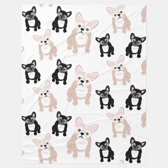 Cute French Bulldog Frenchies Pattern Fleece Blanket | Zazzle.com