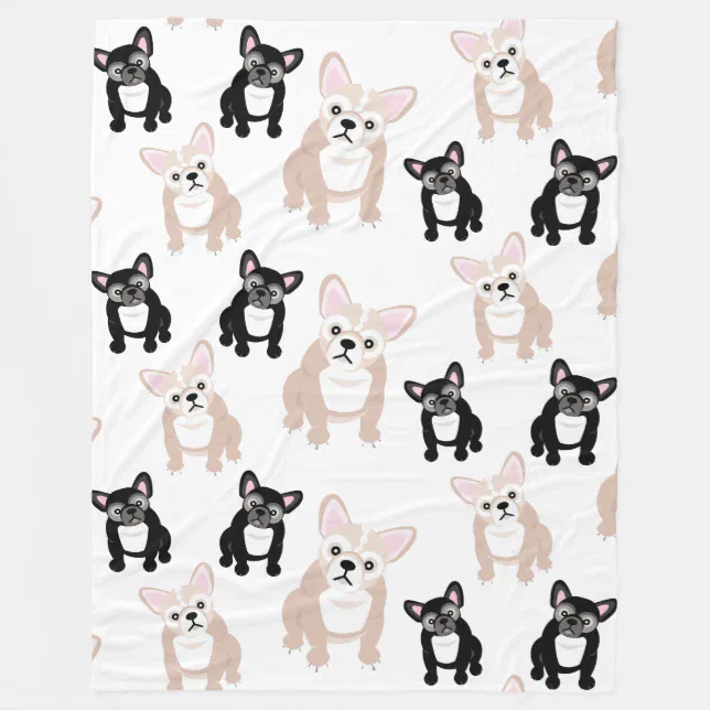 Cute French Bulldog Frenchies Pattern Fleece Blanket | Zazzle