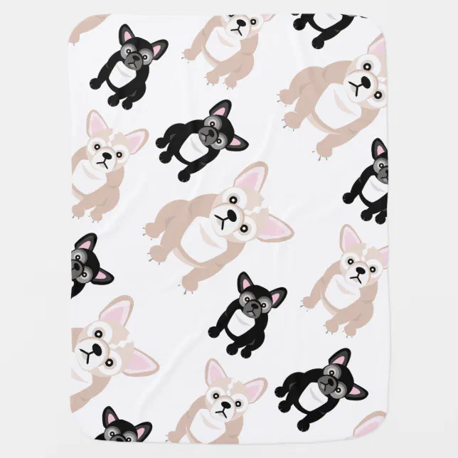 Cute French Bulldog Frenchies Pattern Receiving Blanket | Zazzle
