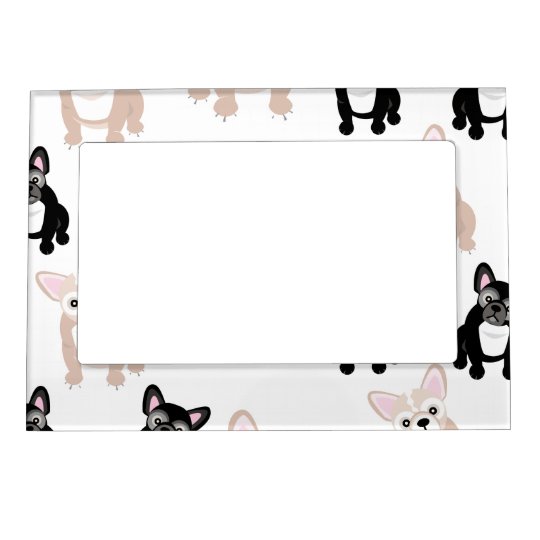 Cute French Bulldog Pattern Magnetic Photo Frame | Zazzle.com