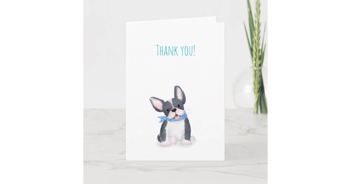 Cute French bulldog puppy thank you card | Zazzle