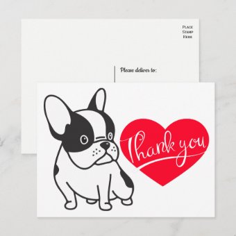 Cute French Bulldog Thank You Frenchie Puppy Dog Postcard | Zazzle