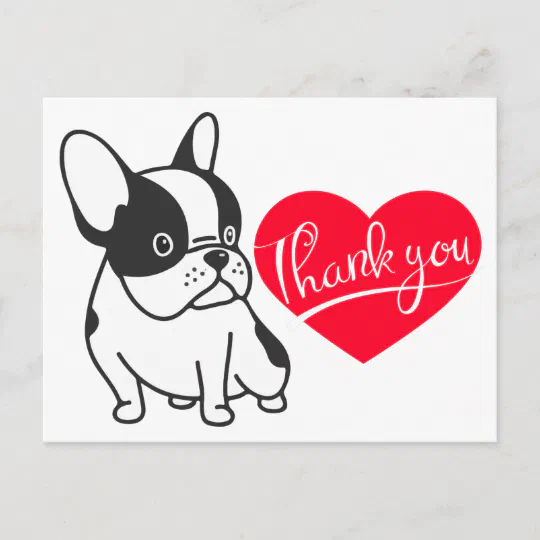 Cute French Bulldog Thank You Frenchie Puppy Dog Postcard | Zazzle.com