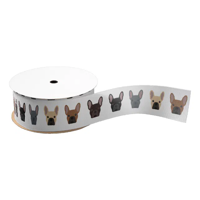 Cute French Bulldogs | Frenchie Pattern Grosgrain Ribbon | Zazzle