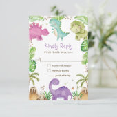 Cute Friendly Dinosaurs Baby Shower 1st Birthday RSVP Card | Zazzle