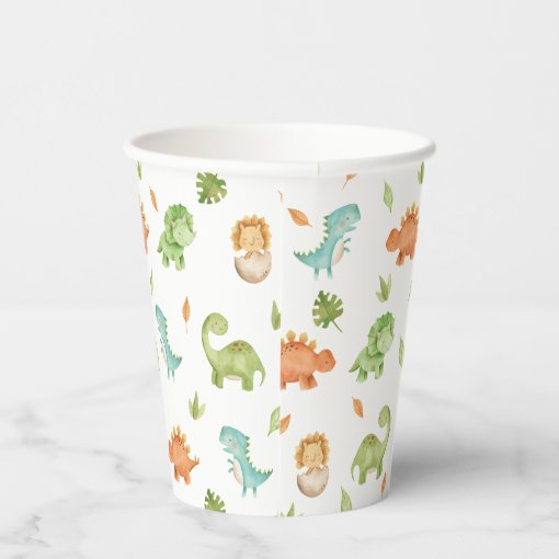 Cute Friendly Dinosaurs Party T-Rex Brontosaurus Paper Cups | Zazzle