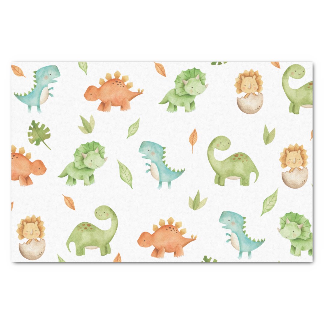 Cute Friendly Dinosaurs T-Rex Decoupage Tissue Paper | Zazzle