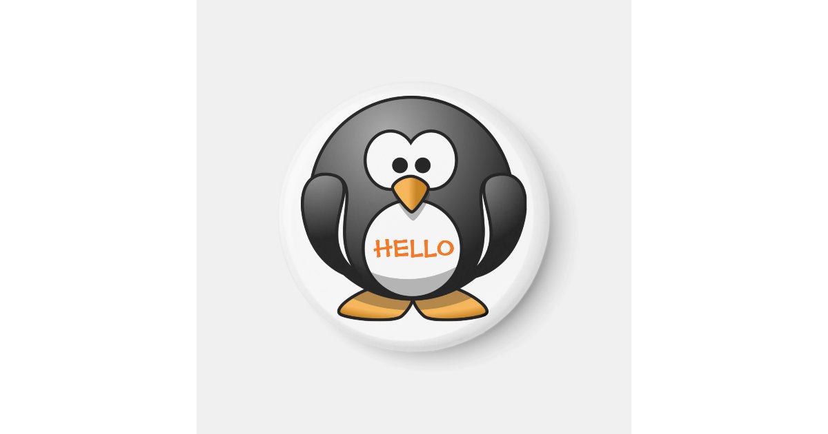 Cute Friendly Round Cartoon Penguin saying Hi Magnet | Zazzle