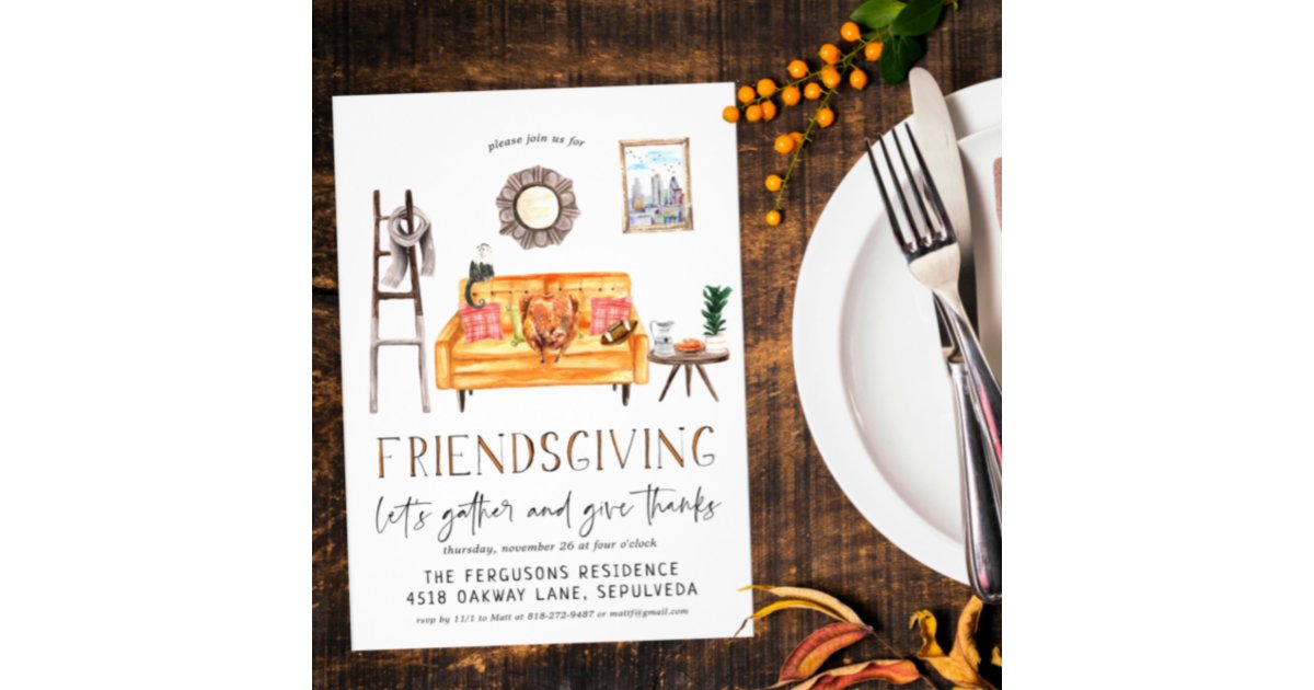 Cute Friendsgiving Thanksgiving Dinner Invitation | Zazzle