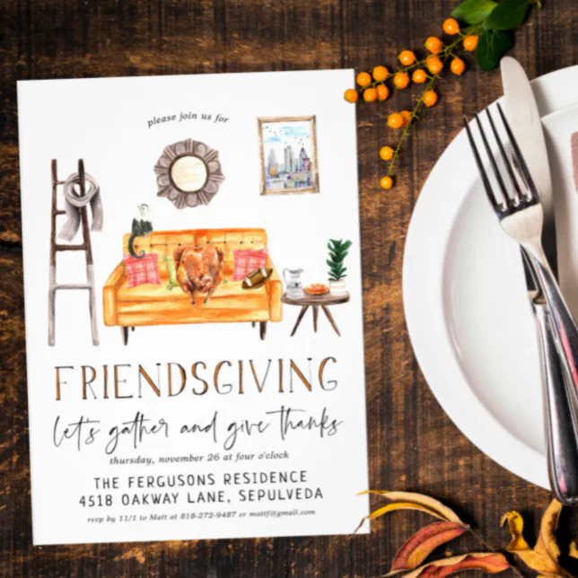 Cute Friendsgiving Thanksgiving Dinner Invitation | Zazzle
