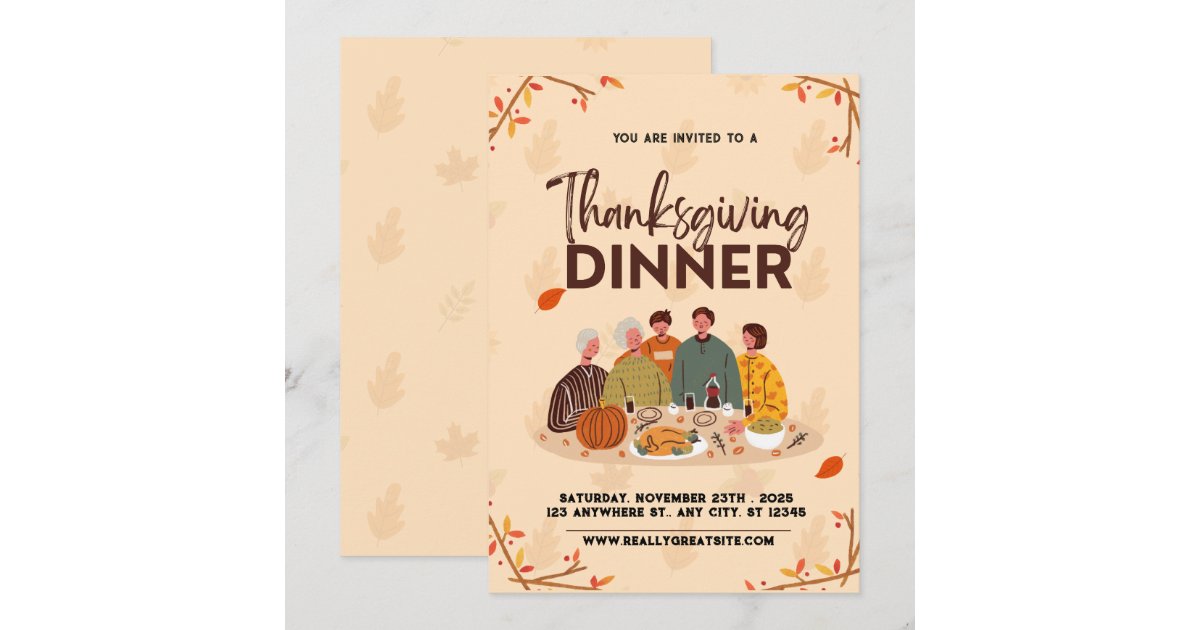 Cute Friendsgiving Thanksgiving Dinner Invitation | Zazzle
