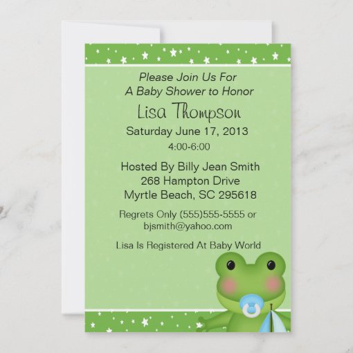 Cute Frog Baby Shower Invitation | Zazzle