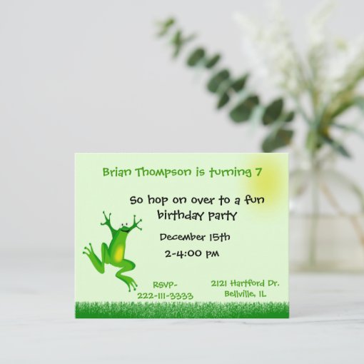 Cute frog Birthday Invitation | Zazzle