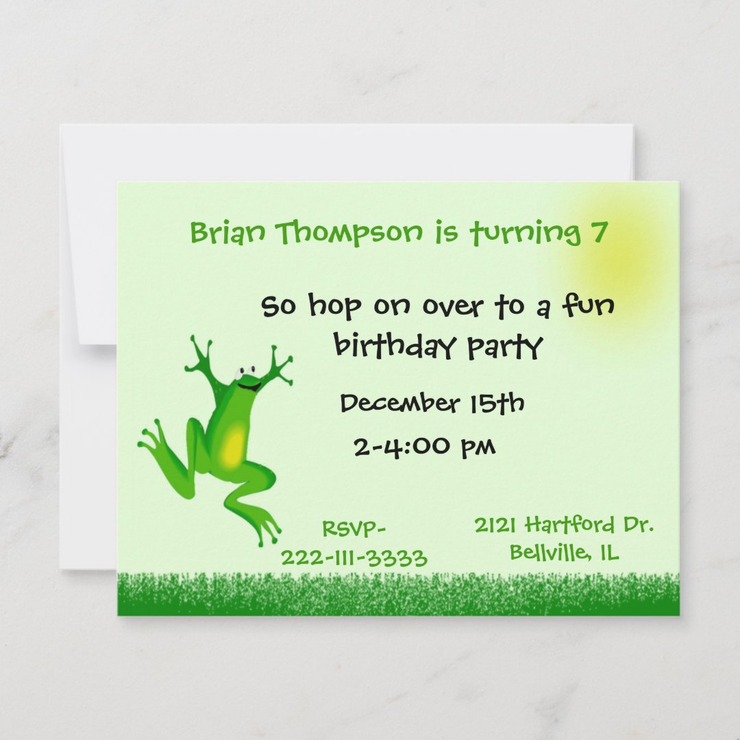 Cute frog Birthday Invitation | Zazzle