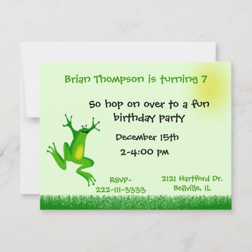 Cute frog Birthday Invitation | Zazzle