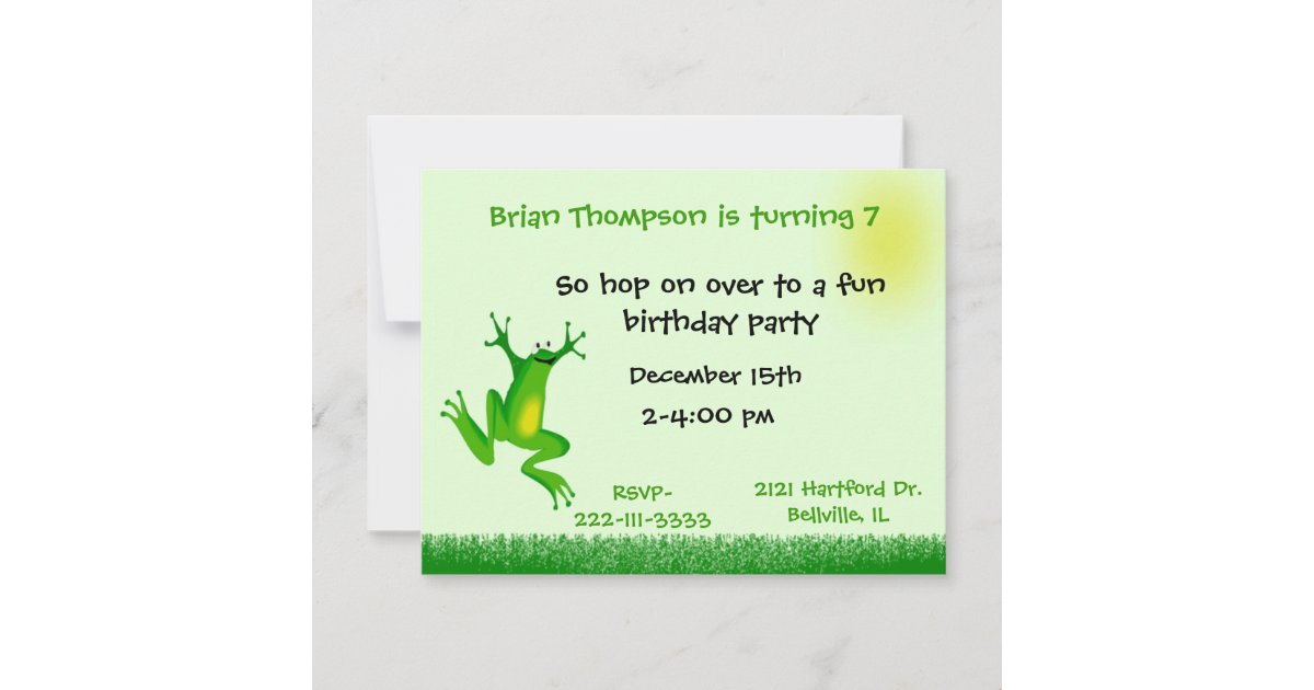 Cute frog Birthday Invitation | Zazzle