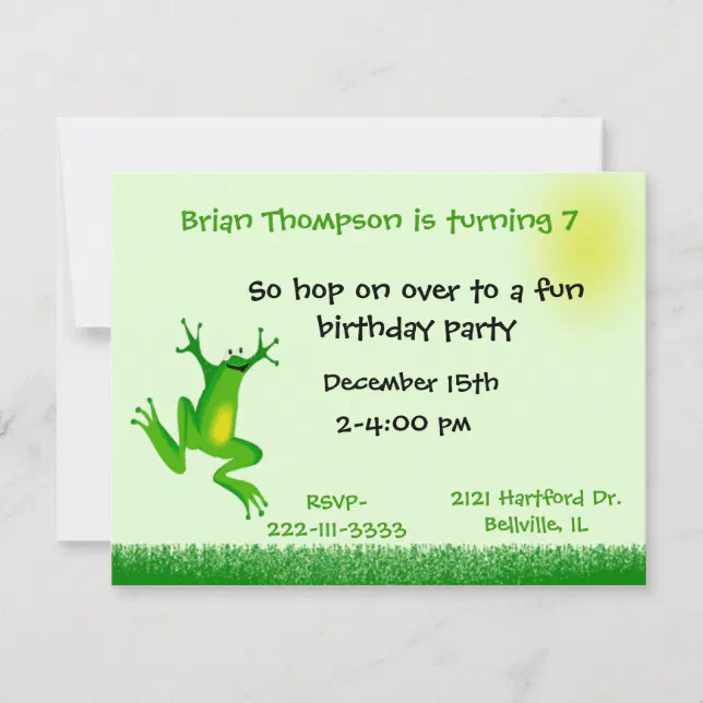 Cute frog Birthday Invitation | Zazzle