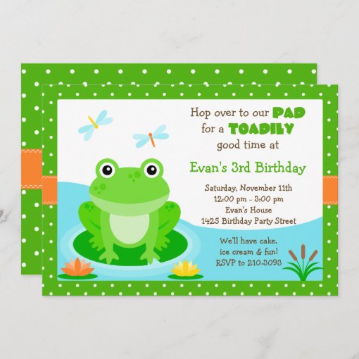 Cute Frog Birthday Party Invitation | Zazzle