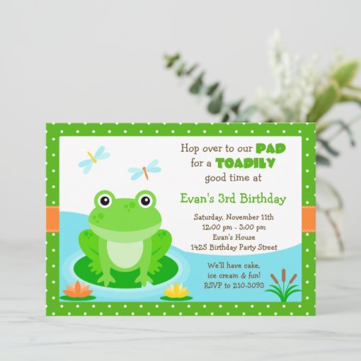 Cute Frog Birthday Party Invitation | Zazzle