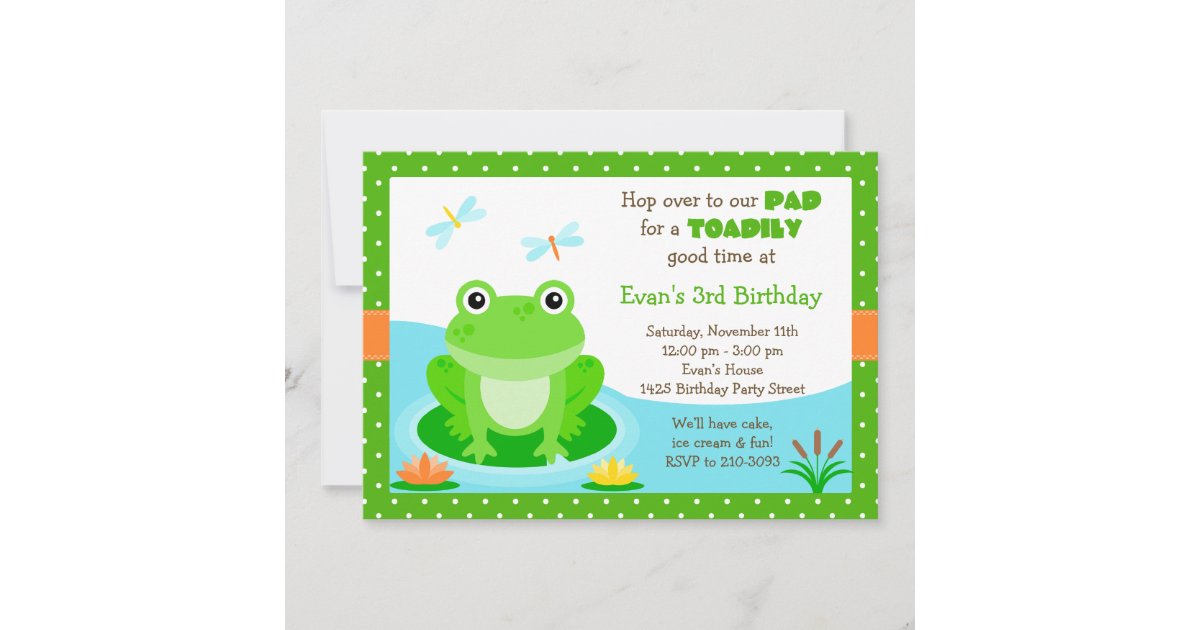 Cute Frog Birthday Party Invitation | Zazzle