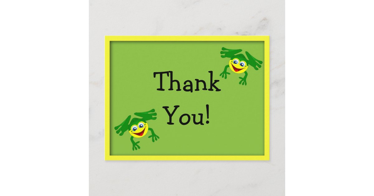 Cute Frog Birthday Thank You Postcard - Yellow | Zazzle