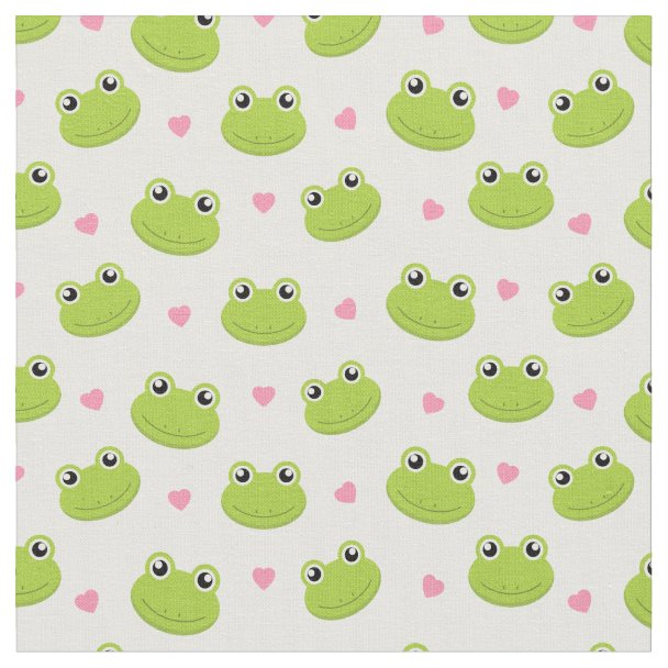 Cute Frog Pattern Fabric | Zazzle