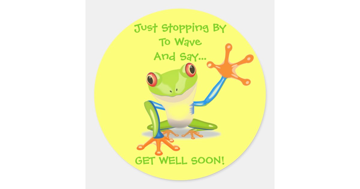 Cute Frog Funny Animal Kids Get Well Soon Classic Round Sticker ...