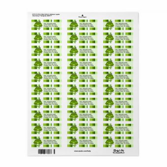 Cute Frog Green Stripe Return Address Labels | Zazzle