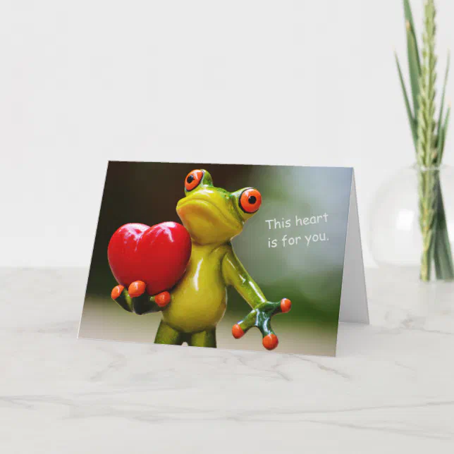 Cute Frog Holding Red Heart Valentine Holiday Card | Zazzle